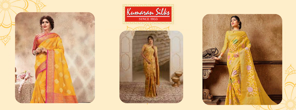 Navratri Day 1: Embrace Tradition with Yellow Sarees from Kumaran Silks